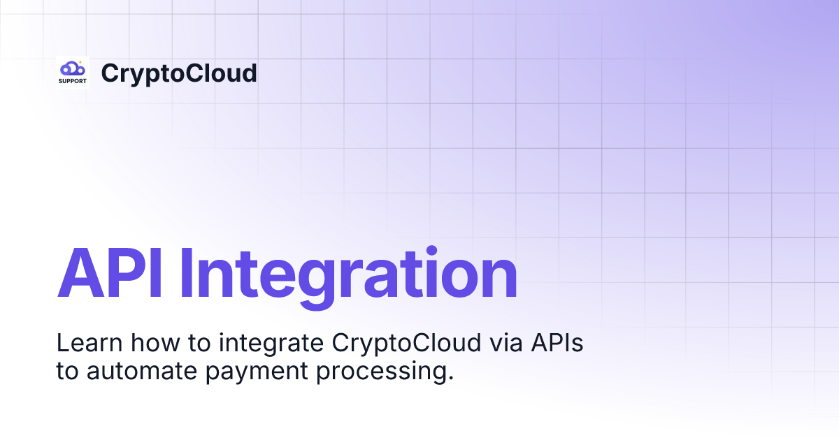 API Integration | CryptoCloud